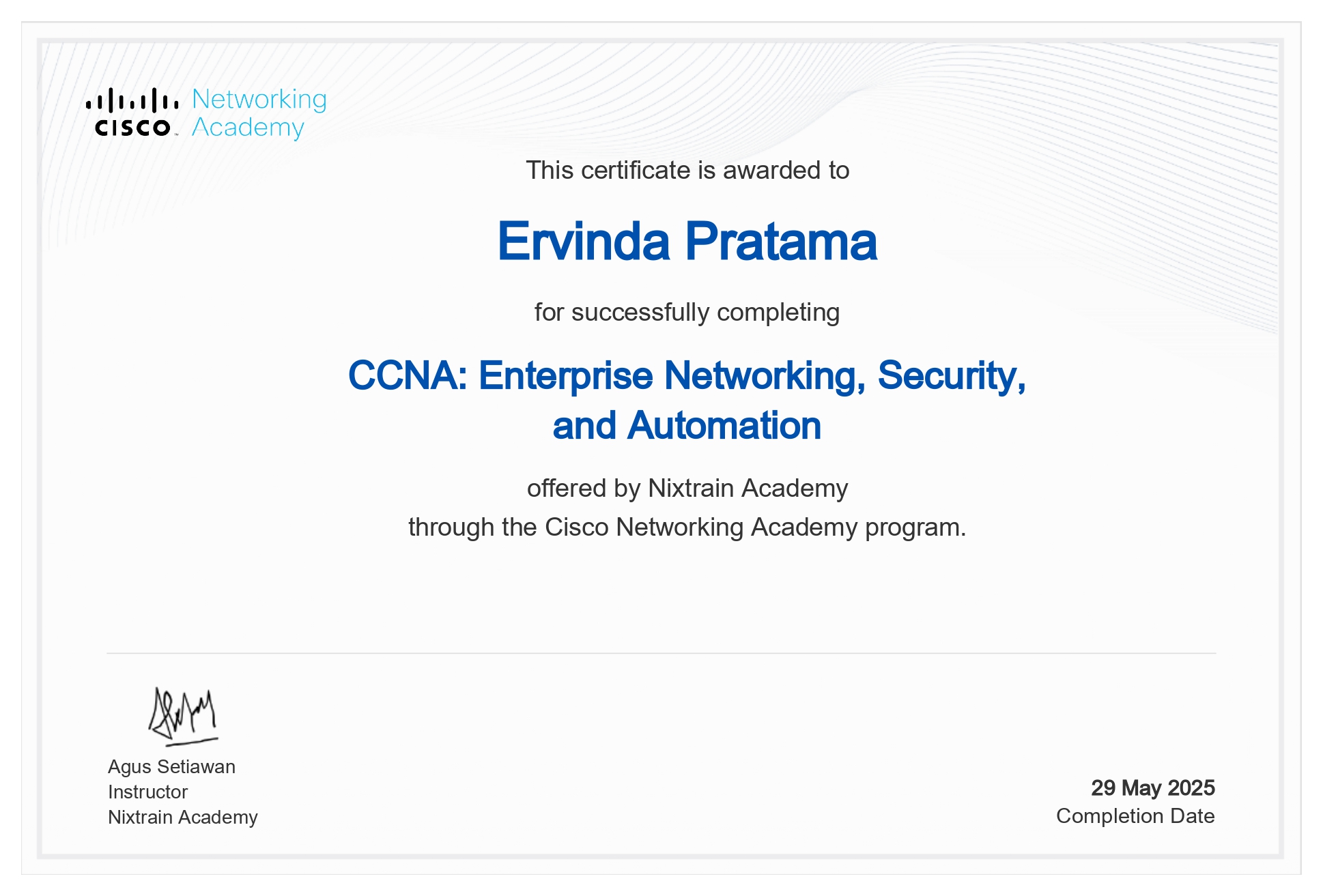 Network Engineer L2 - Ervinda Pratama